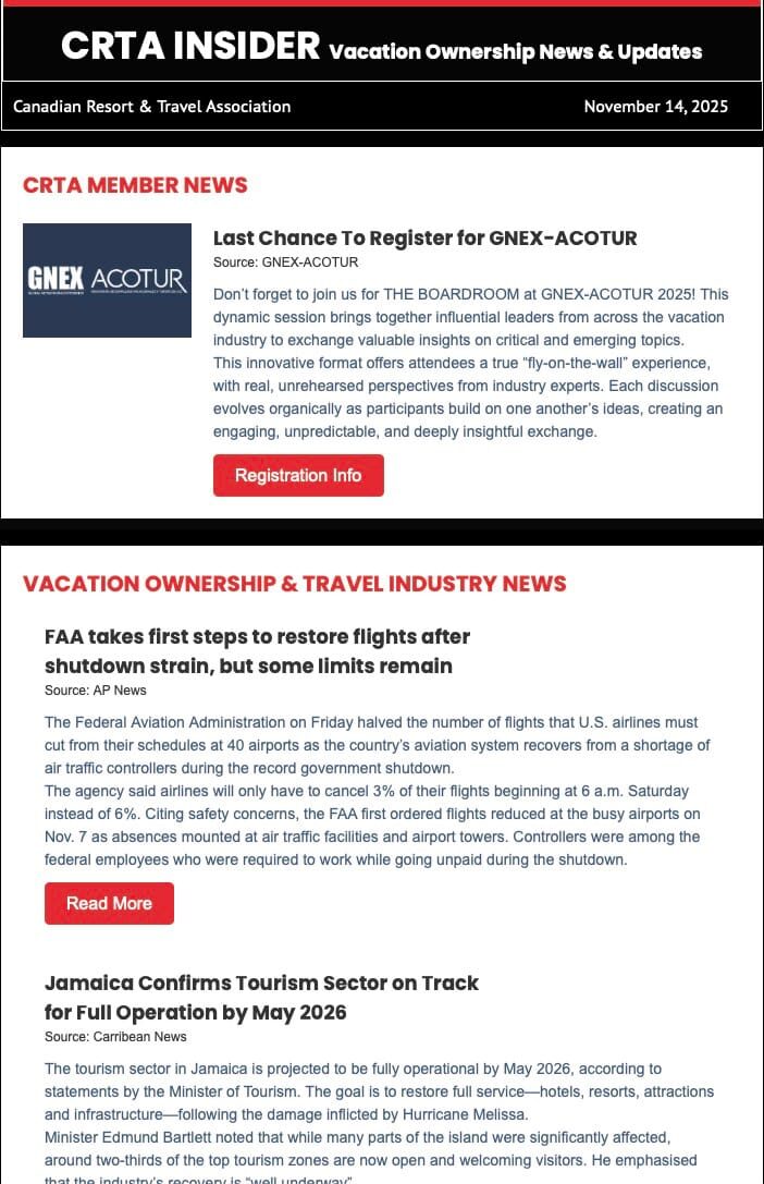 CRTA Weekly Insider Nov. 14, 2025