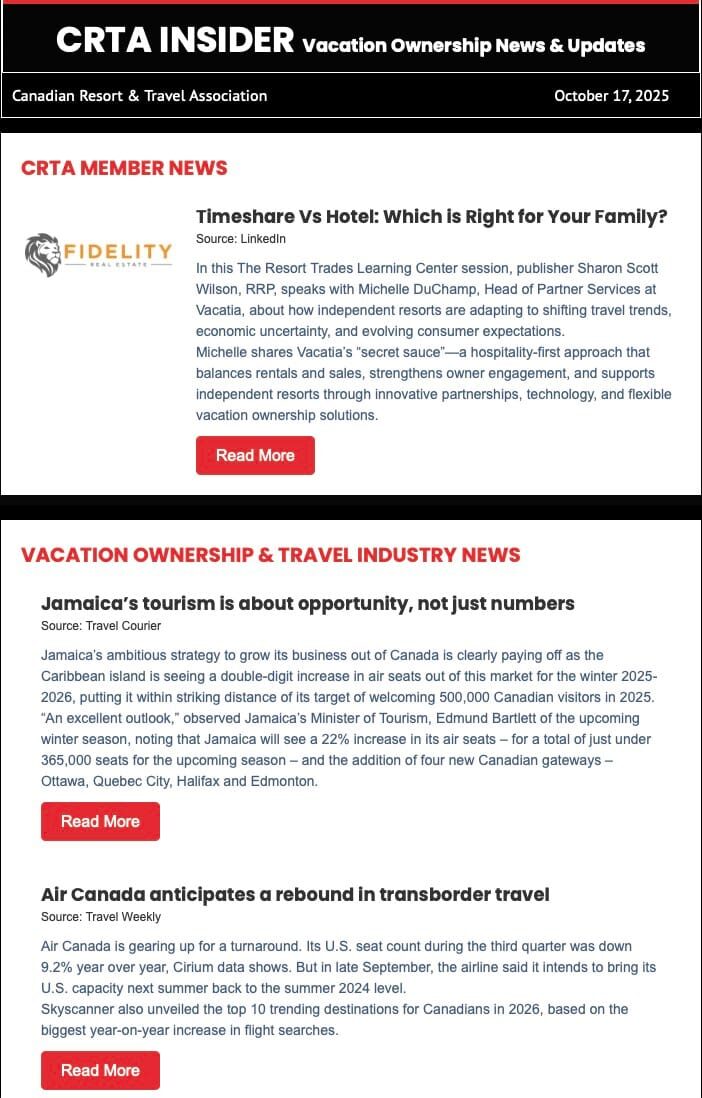 CRTA Weekly Insider Oct. 17, 2025